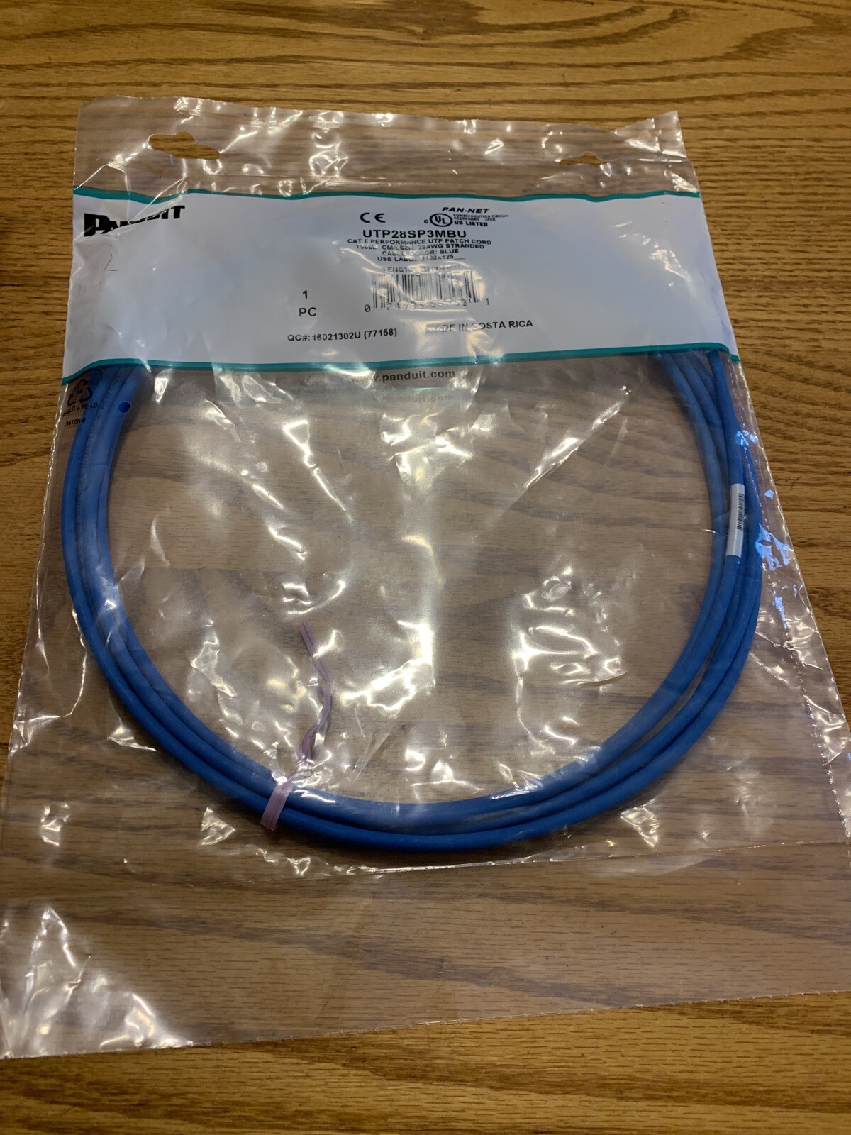 NEW PANDUIT UTP28SP8INBU CAT6 PERFORMANCE UTP CORD T568B BLUE CM/LSZH ...