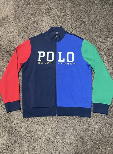 Polo Ralph Lauren Jacket Full Zip Up Preppy Red Blue Label Jumper Large ...