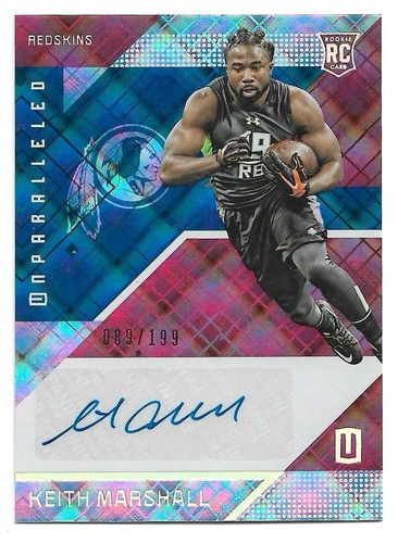 Keith Marshall /199 2016 Panini Unparalleled Rookie Blue Auto Redskins ...
