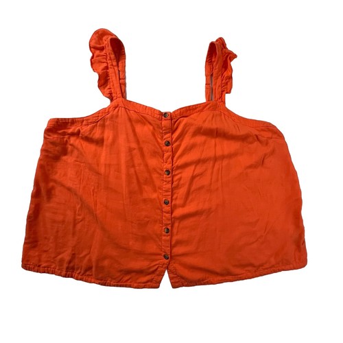 Torrid Size 4 Orange Double Gauze Ruffle Button Front Sleeveless Tank Top | eBay