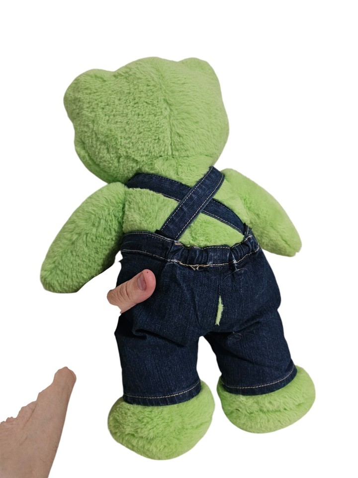 Build A Bear Frog with Overalls Spring Green 16" Stuffed Plush BAB ...