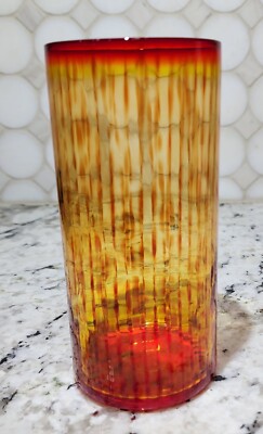 Vintage Bryce Glassware Carousel Flame Red Orange Yellow Flat Ice Tea ...