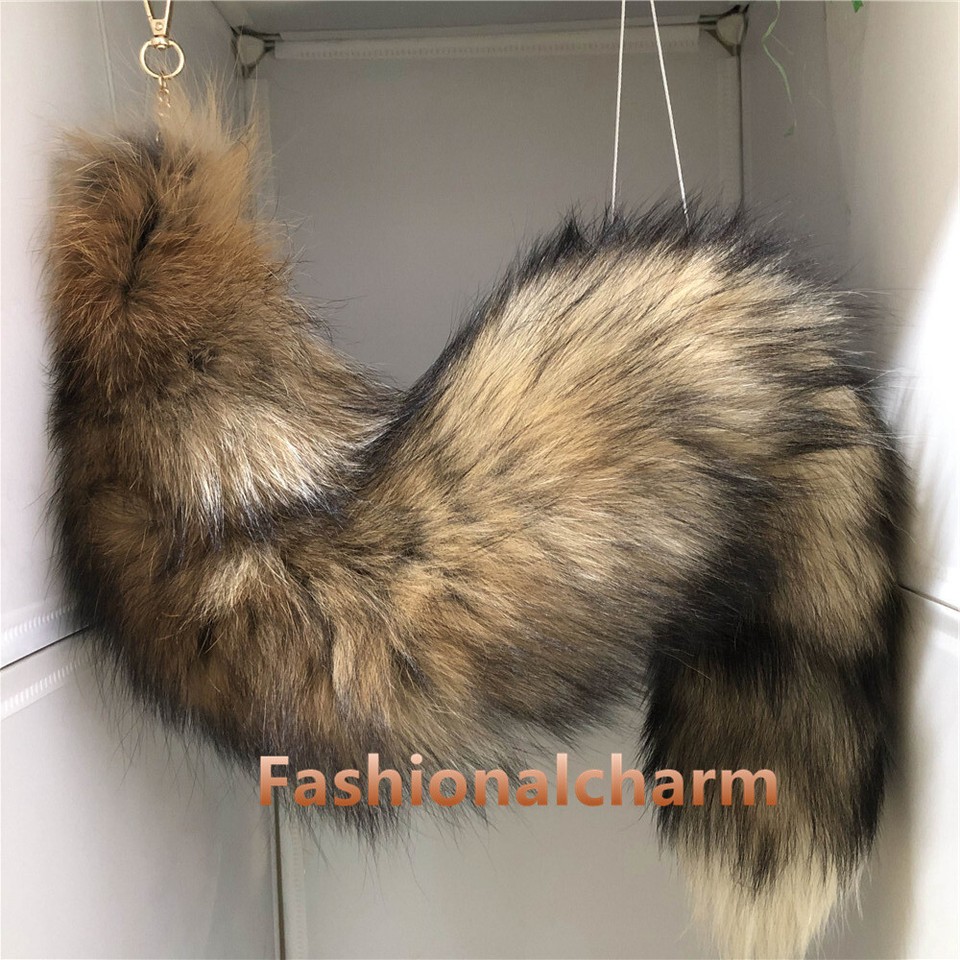 70cm/28" Real Fox Fur Tail Keychain Bag Charm Pendant Costume Patry ...