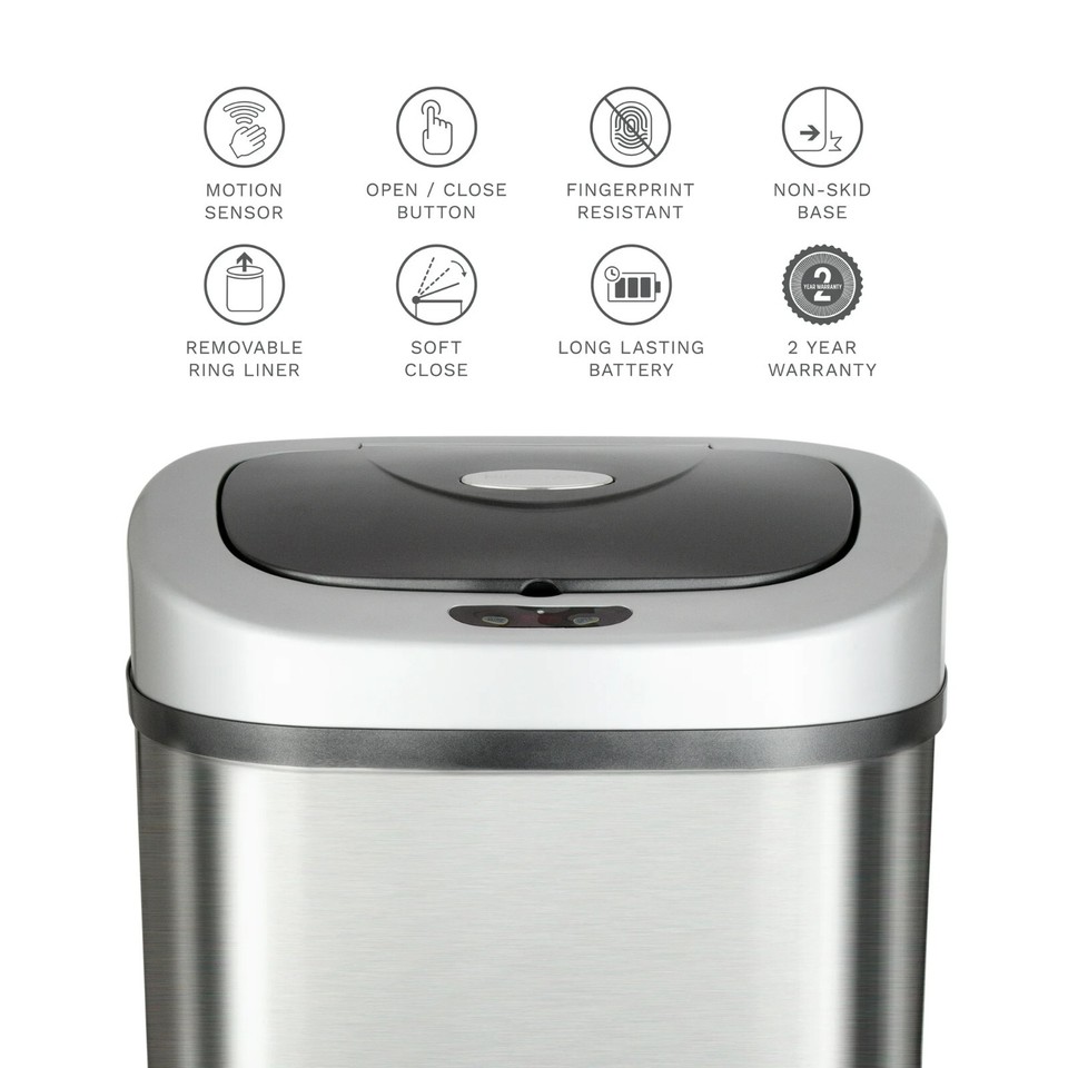 Nine Stars 21.1 Gallon Trash Can, Motion Sensor Touchless Kitchen Trash ...
