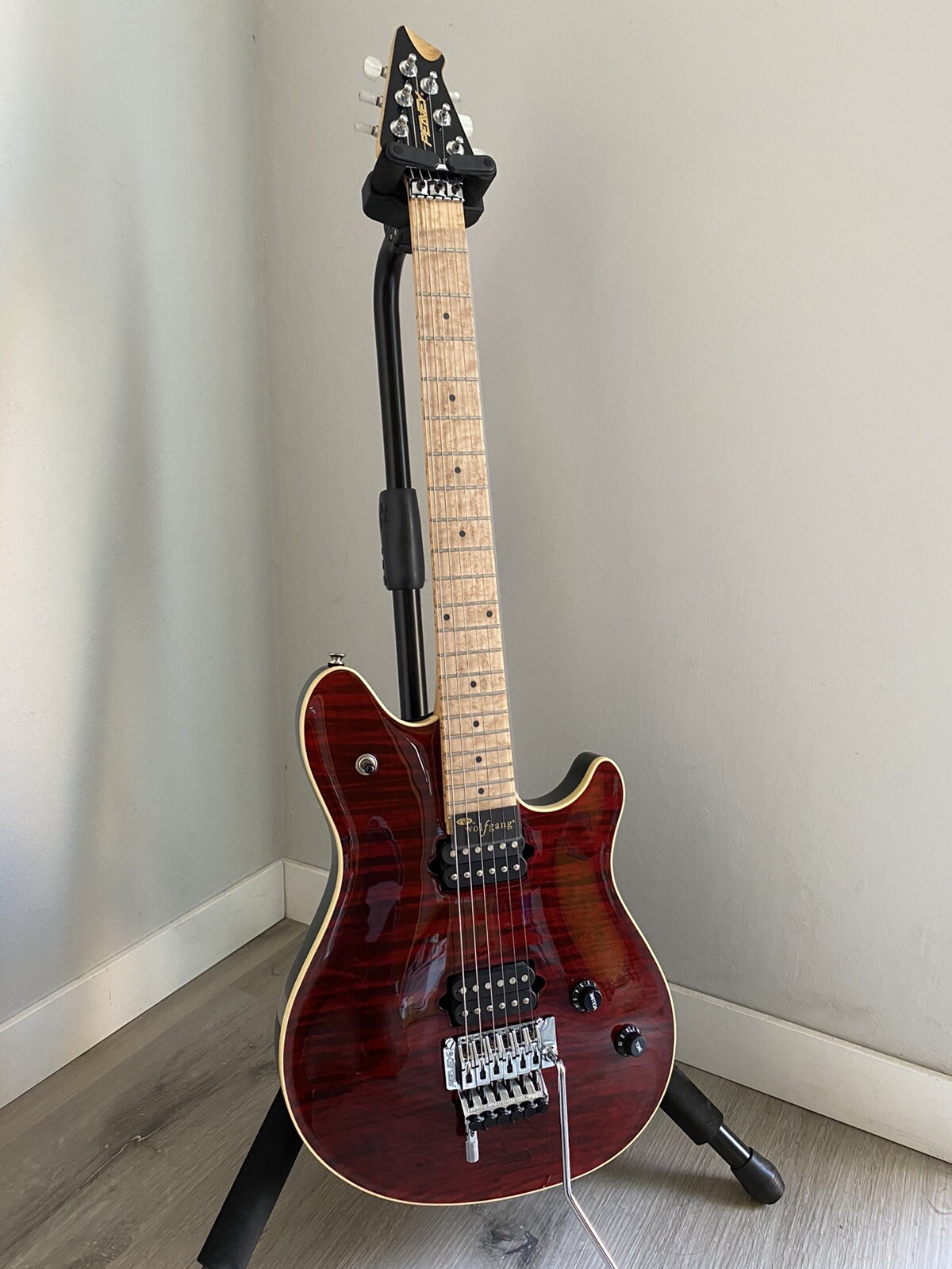 Peavey WOLFGANG "Custom Deluxe" DARK CHERRY FLAME TOP Guitar (unboxed ...