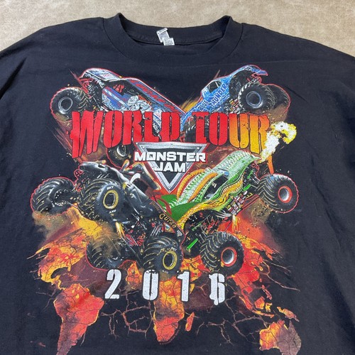 Monster Jam T-Shirt World Tour 2016 Trucks Graphic Tee Y2K Double Sided ...