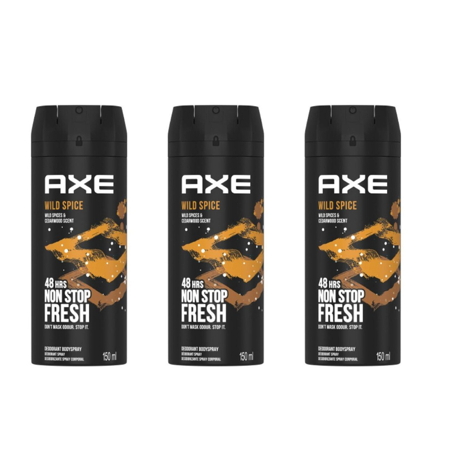 3 x Axe ( Lynx) Deodorant Body Spray 150ml Marine Musk Africa Peace ...