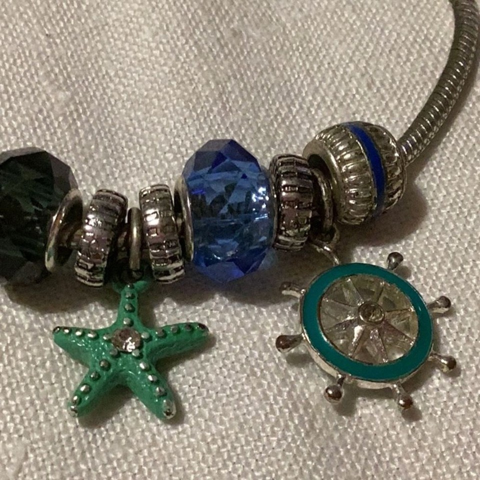 Charm Bracket Napier Nautical Blue & Silver Sailboat Starfish Seashell ...