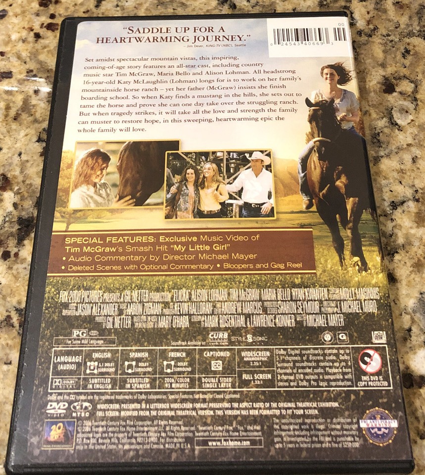 FLICKA DVD- Alison Lohman, Tim McGraw, Maria Bello | eBay