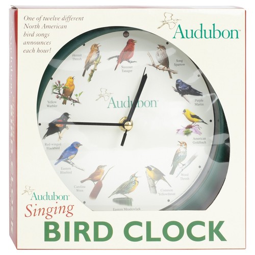 Audubon Singing Bird Wall Clock 8 Inch Desk Clock with Bird Sounds ...
