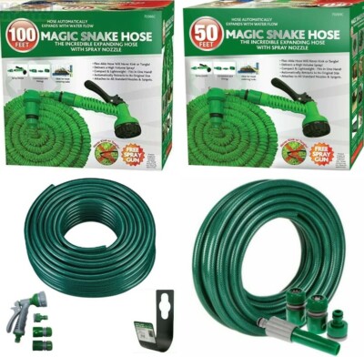 15m 30m Snake Hose Pipe Green Reinforced Garden Hose Flexible Fittings ...