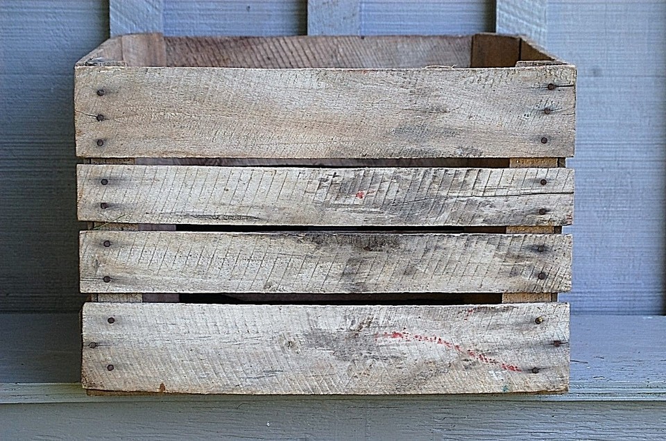 Rustic Primitive Wood Opened Wooden Shipping Crate Box Country Farm Old ...