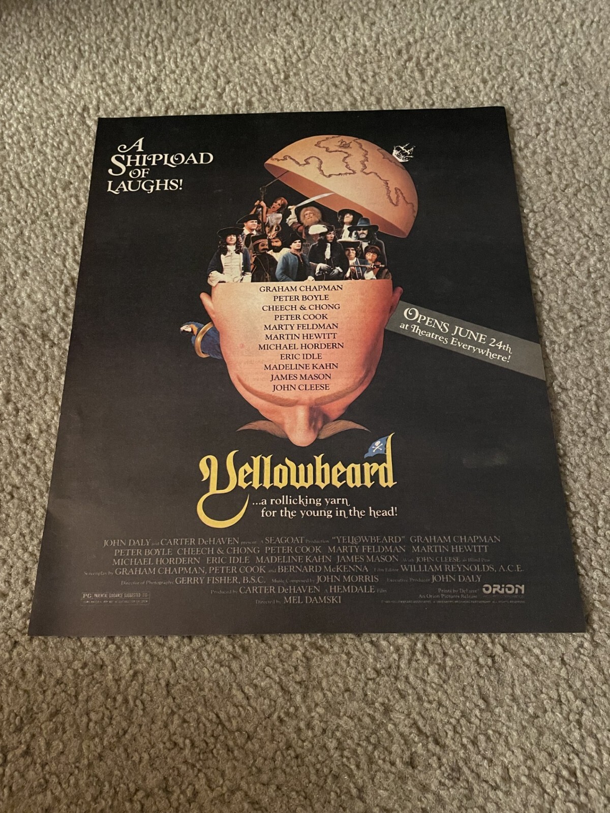 Vintage 1983 YELLOWBEARD MOVIE Poster Print Ad CHEECH & CHONG GRAHAM ...