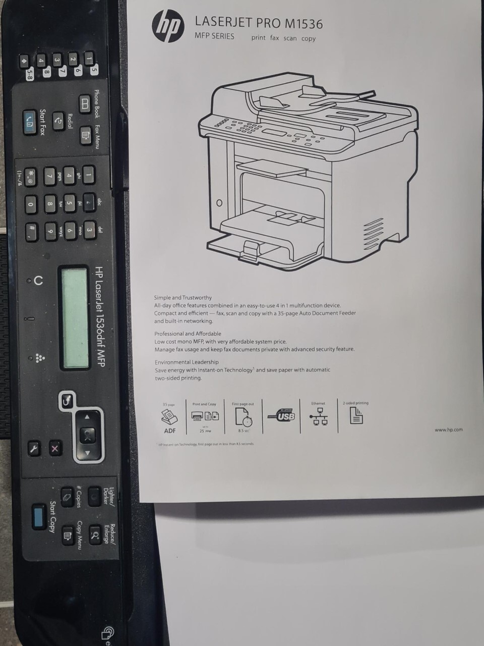 HP LaserJet M1536dnf Mono Multifunction Laser Printer Ref Ce538a for ...