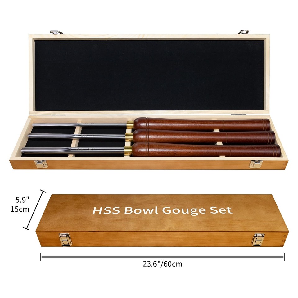 HSS Bowl Gouge Lathe Chisel Set, Wood Lathe Bowl Turning Tools with ...