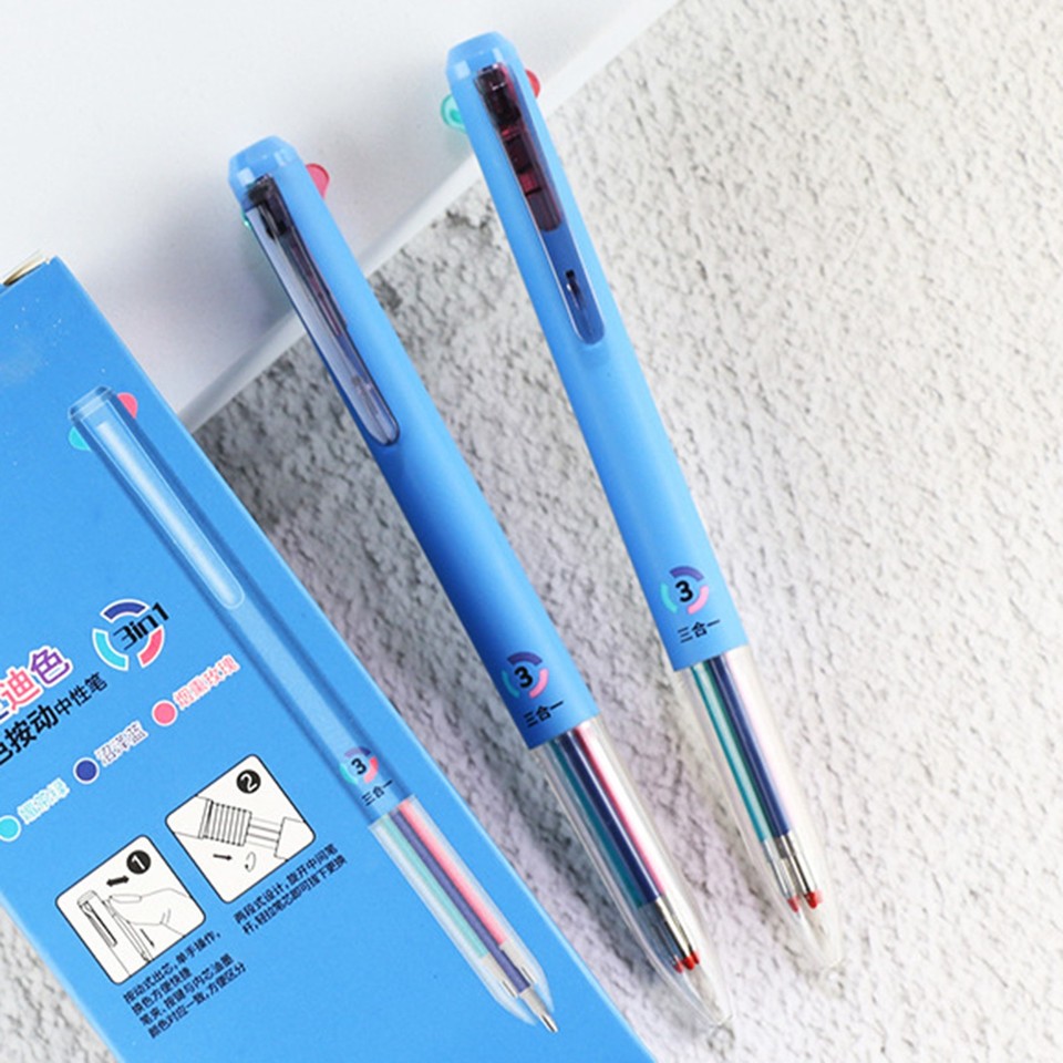 Bright Ink Color Pen Note-taking Set 3-in-1 Multicolor Gel for Office ...