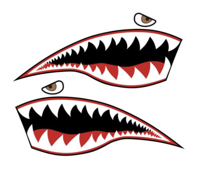 Shark Mouth Teeth Vinyl Sticker Decal Flying Tiger P40 Warhawk WW2 WWII ...