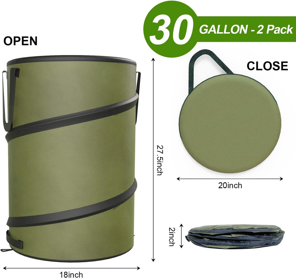 2-Pack 30 Gallon Collapsible Pop-Up Trash Can for Camping, RV - Waste ...