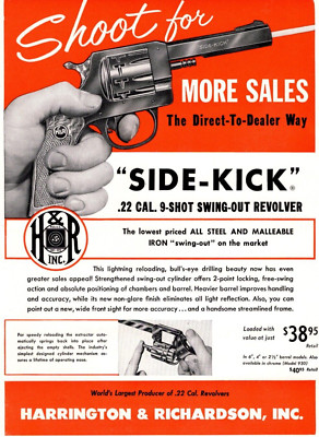 1957 HARRINGTON AND RICHARDSON SIDEKICK .22 VINTAGE FIREARMS GUN PRINT ...