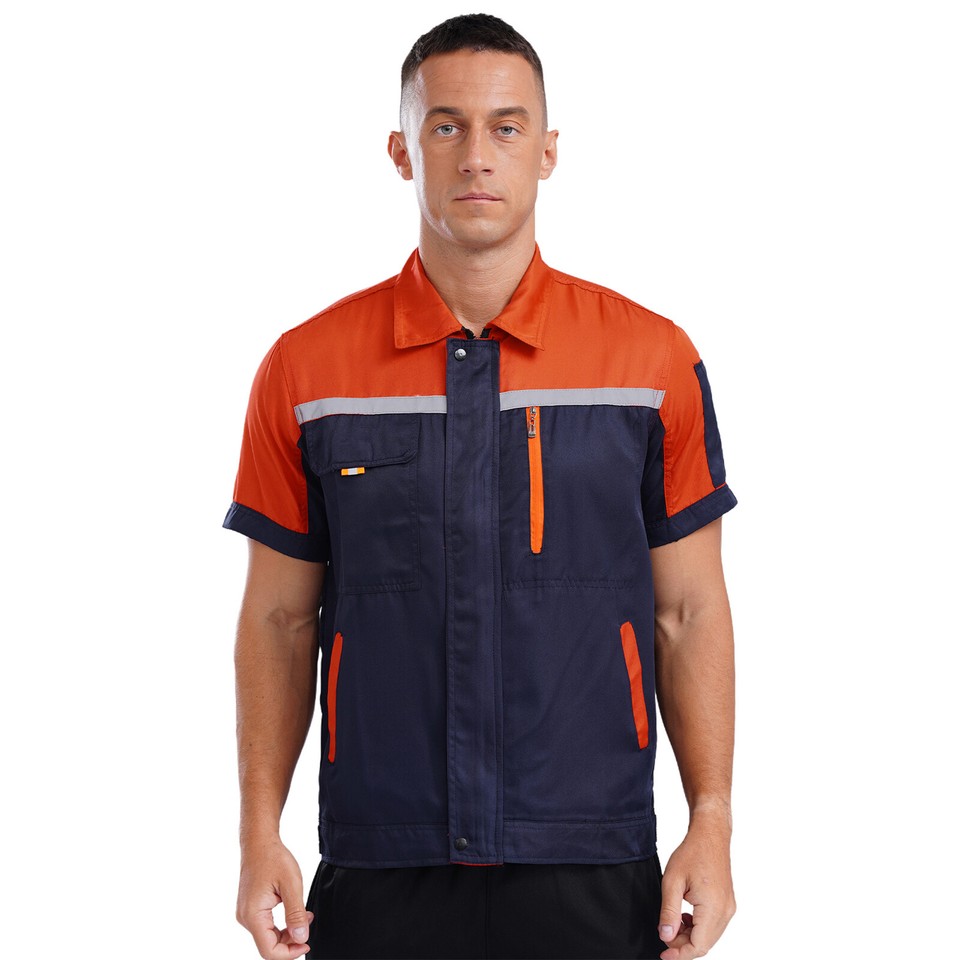Mens Tops High Visibility Jacket Petrol Station Shirt Reflective ...