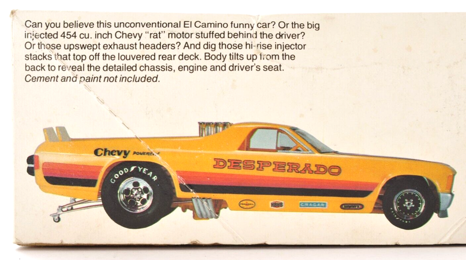 Vintage Monogram Desperado Chevy El Camino Funny Car 1/24 Model Kit ...