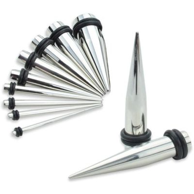 PAIR STEEL EAR TAPER EXPANDER STRETCHER GAUGE 14G 12G 10G 8G 6G 4G 2G ...