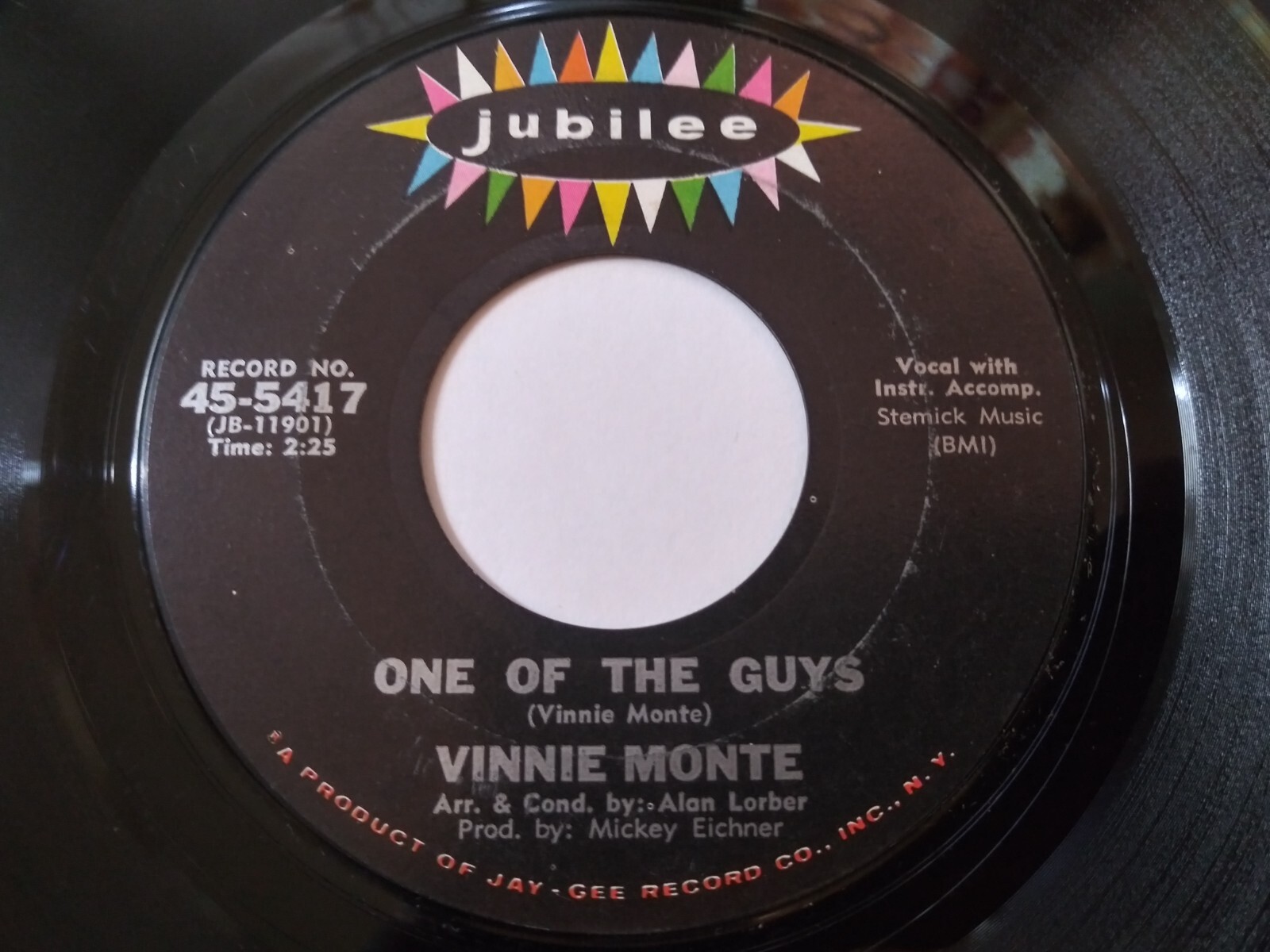 Vinnie Monte – One Of The Guys VG+ Original 45RPM Jubilee 45-5417 Record 1962 | eBay