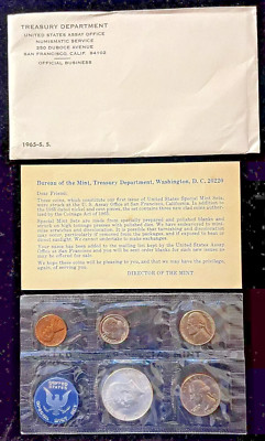 1965 SMS Set Original Envelope 40% Silver Kennedy US Special Mint Set ...