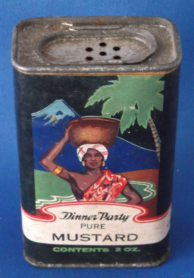Vintage Dinner Party Pure Mustard Paper Label Can w/ Metal Top & Bottom ...