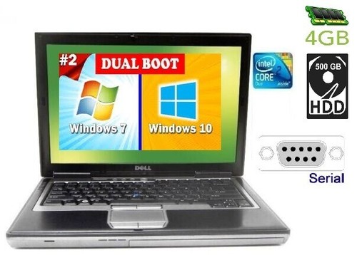 Dell Laptop DUAL BOOT Windows 7/10 Pro 1TB 4gb RS232 DB9 DE9 Serial Com ...