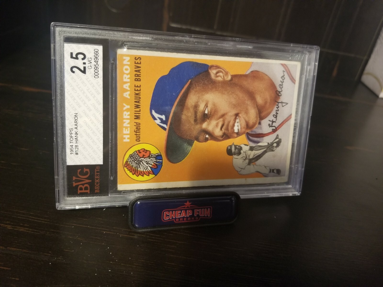 1954 hank henry aaron Rookie Card Graded beckett psa 2.5. #128. Great ...