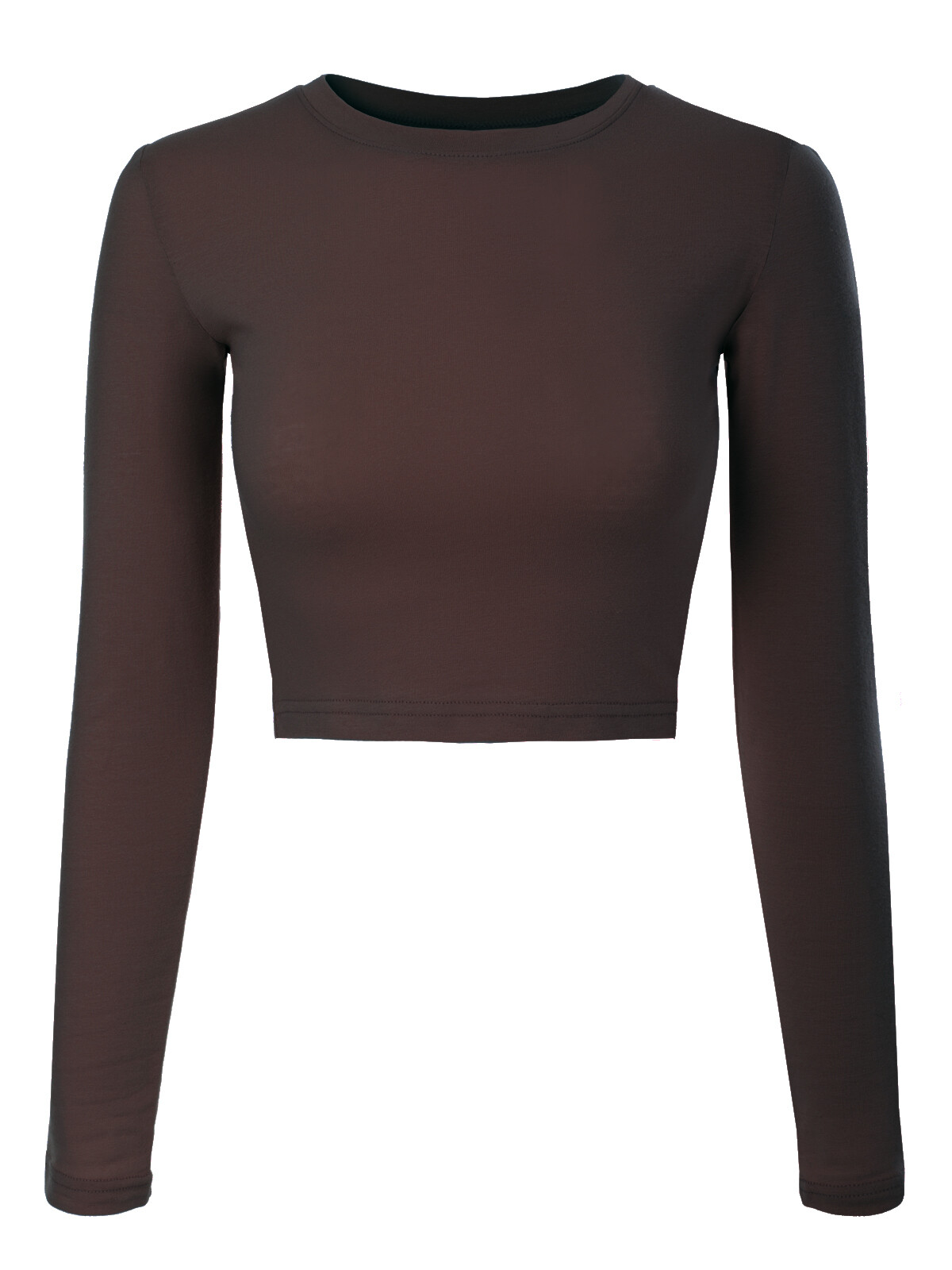 MixMatchy Solid Long Sleeve Round Neck Crop T Shirt Top | eBay