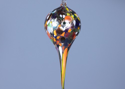 ZORZA MULTICOLOR Hand Blown Art Glass Round Icicle Holiday Ornament 7 ...