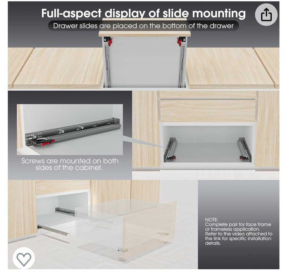 1 Pair Undermount Soft Close Drawer Slides 9 Inch | eBay