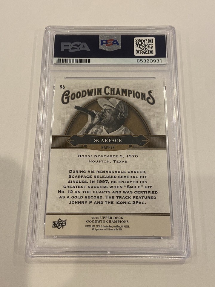 Scarface Signed Goodwin Champions Card PSA Auto Brad Jordan Rapper | eBay
