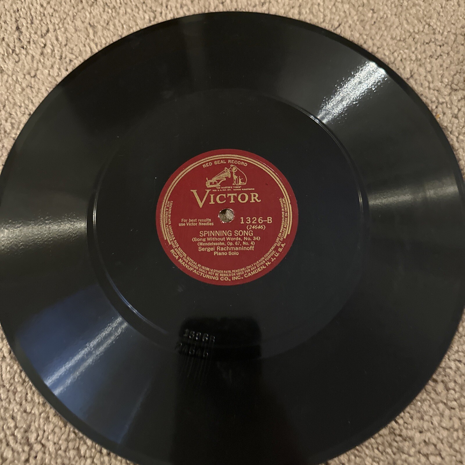Victrola 78 RPM Sergei Rachmaninoff - Spinning Song 1326 Prelude In C ...