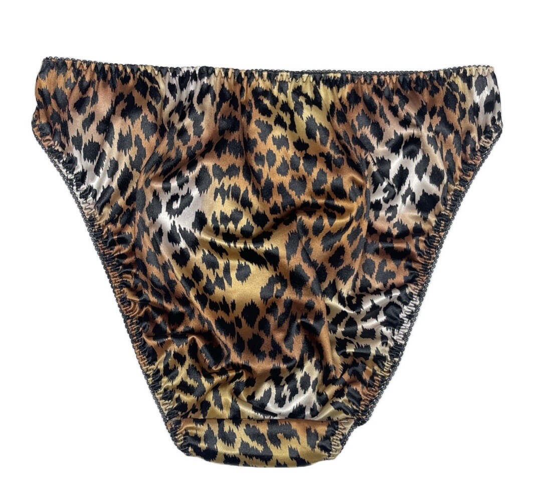 Retro Satin Panty & Thong Leopard Print 2XL - Gem