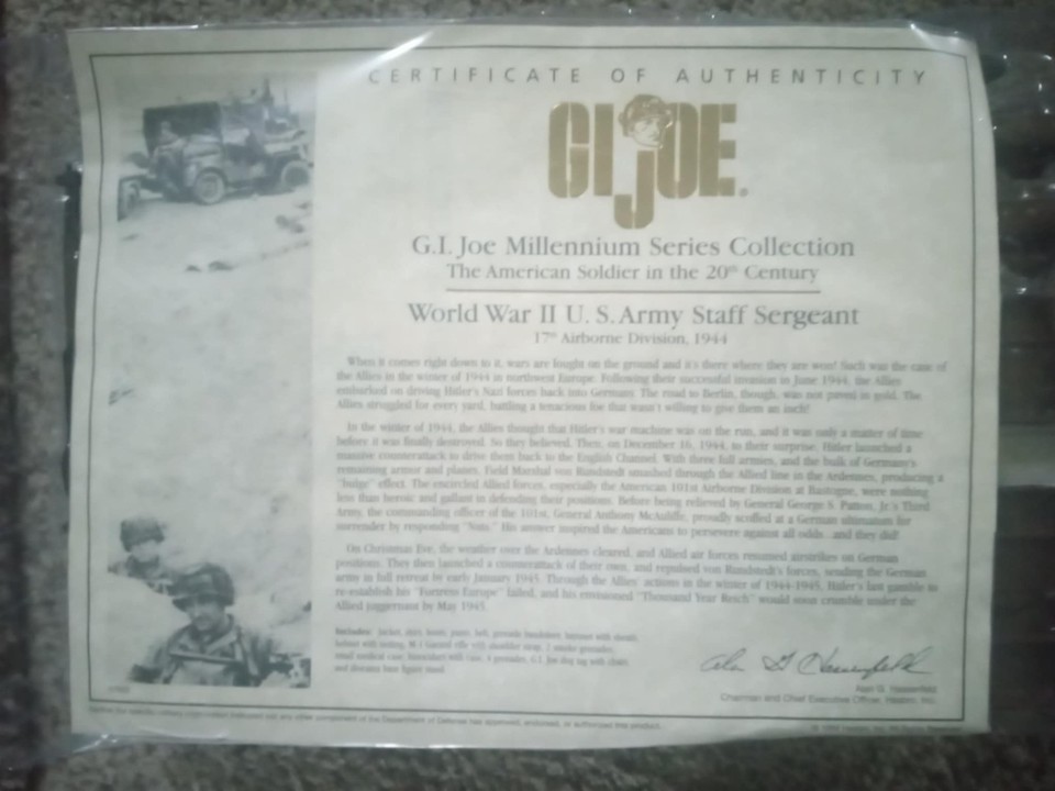 12" GI Joe Millennium Series WWII US Army Staff Sergeant 17th Airborne ...