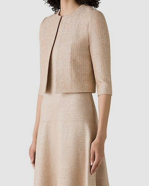 $895 St. John Women's Pink Cropped Metallic-Knit Jacket Size Large | eBay