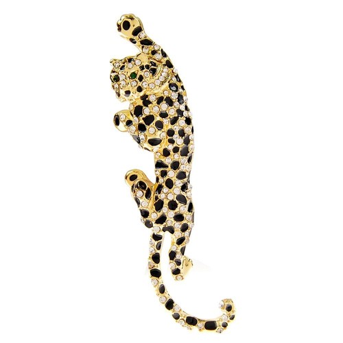 Rhinestone Leopard Brooch - Gold Color Animal Pin Women Men Brooches ...