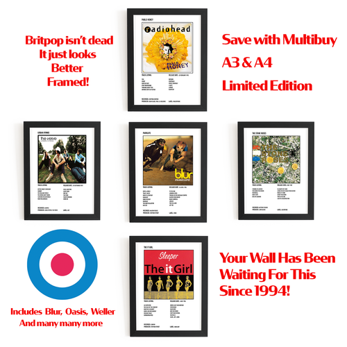 Indie Britpop Posters Album Art Poster Rock 90's to Now Loads to choose ...