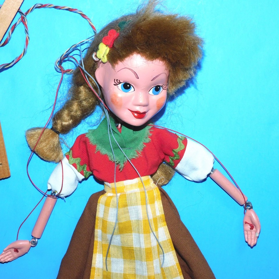 12" VINTAGE GERMAN GIRL MARIONETTE PUPPET | eBay