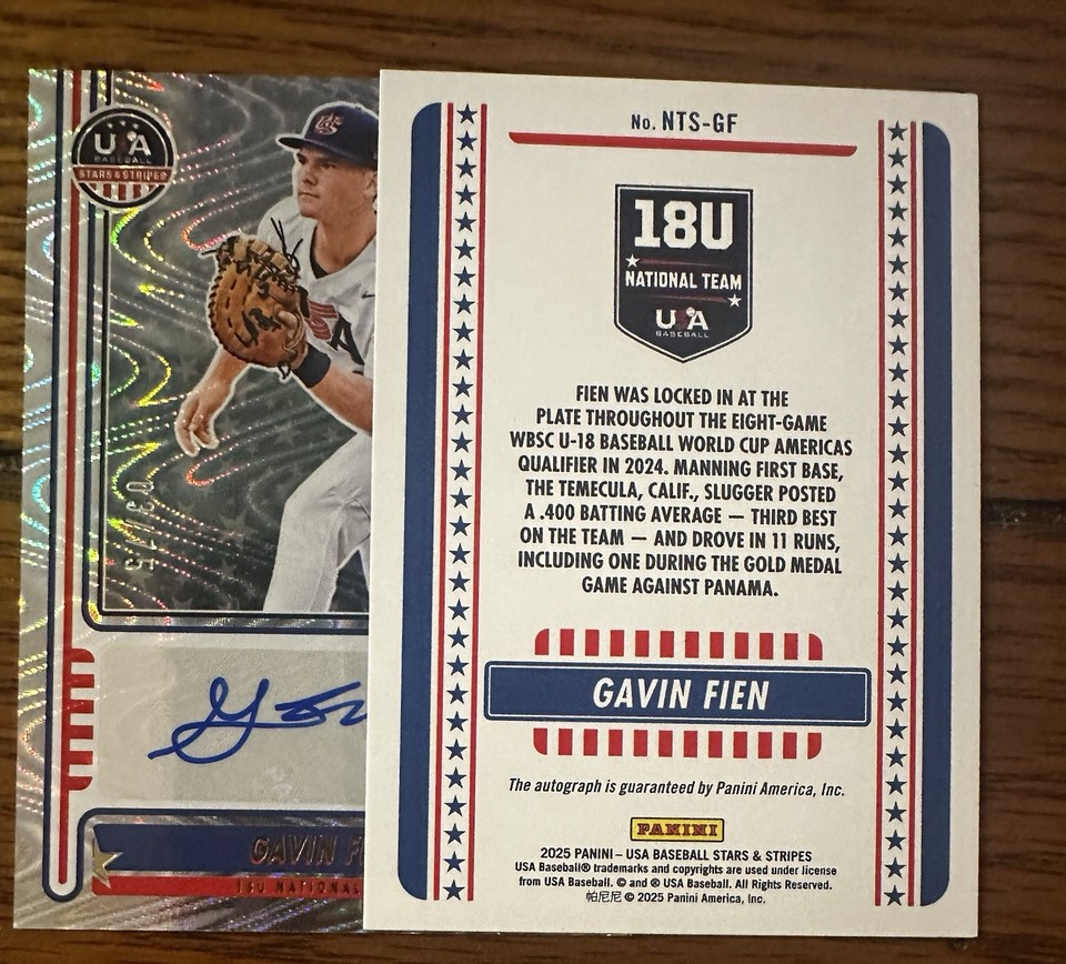 2025 Panini USA Stars & Stripes Gavin Fien No. NTS-GF Auto /75 | eBay