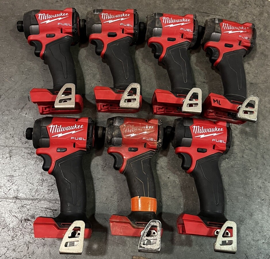 Lot of 7 Milwaukee 2953-20 M18 FUEL 1/4" Hex Impact Driver BROKEN / FOR ...