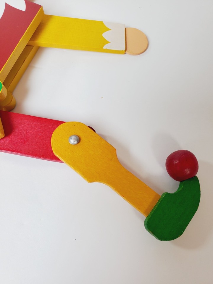 Echte Erzgebirgische Handarbeit Germany Wooden Clown Jester Pull String ...