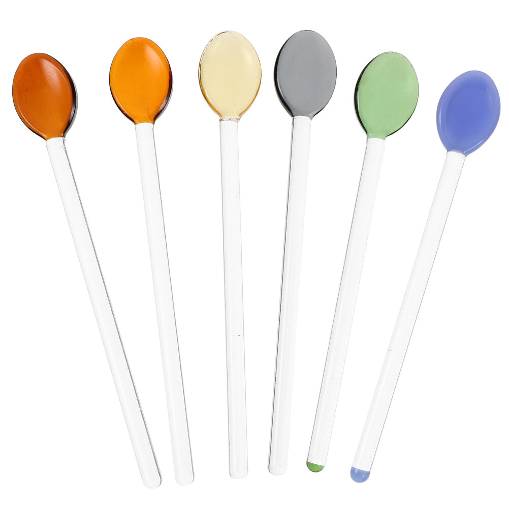 6Pcs glass stirring rods Creative Spoon Gift Ice Cream Spoon Clear ...