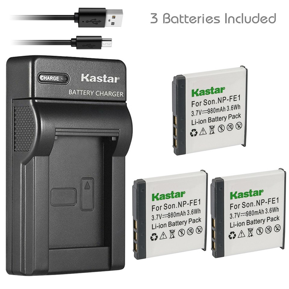 Kastar Battery Slim USB Charger for Sony NP-FE1 Battery & Sony BC-CS3 ...