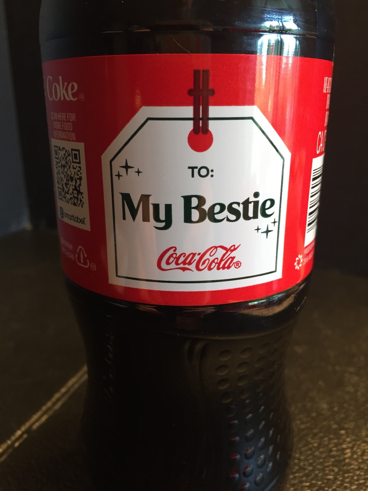 B7) Coca Cola THE gift BOTTLE CHRiTMaS 2018 To: My Bestie 20oz FULL ...