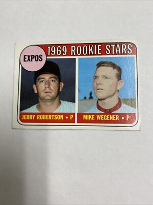 1969 Topps Baseball Jerry Robertson Mike Wegener Montreal Expos Rookie ...
