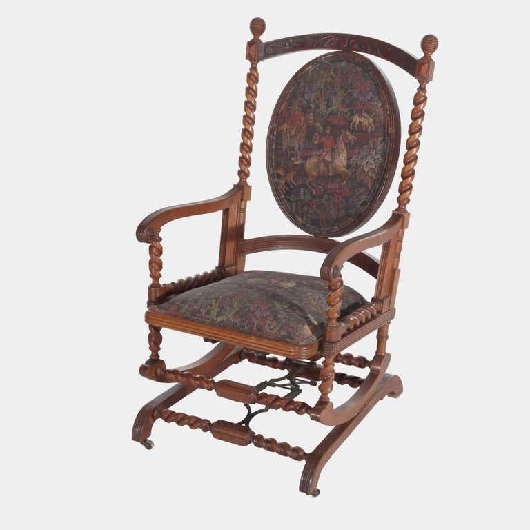Antique Hunzinger Walnut Rope Twist Platform Rocking Chair c1890 | eBay